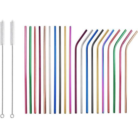20 Pailles En Métal De Couleur, Ensemble De Pailles En Acier Inox 304 ...