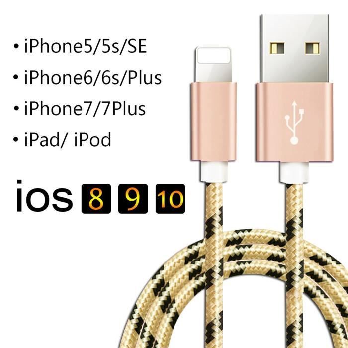 [3M] Câble USB Lightning Pour iPhone 5 -iPhone 5S -iPhone SE Nylon ...