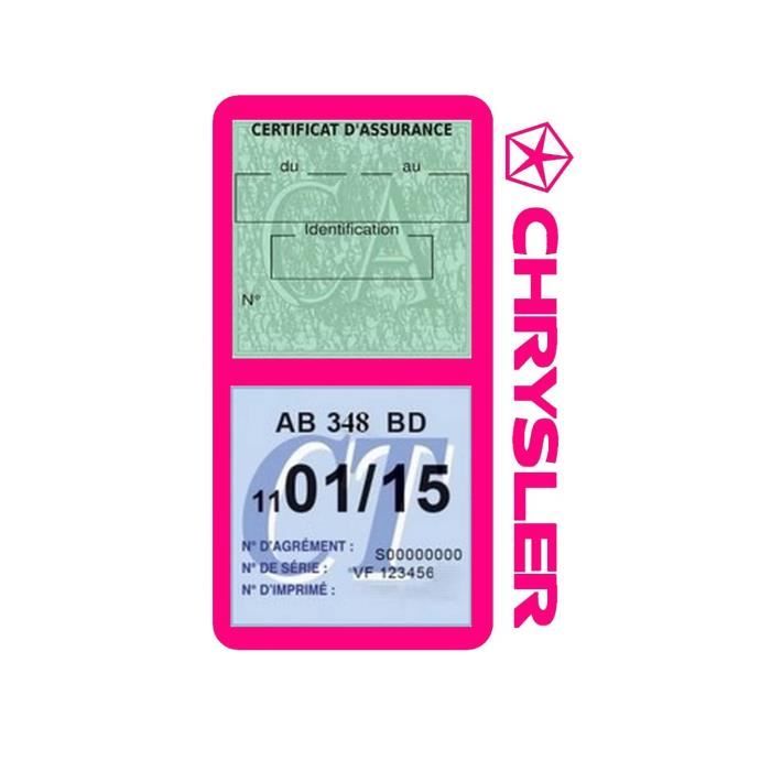 CHRYSLER VD5 ROSE POCHETTE ETUI VIGNETTE ASSURANCE VOITURE ET CONTROLE ...