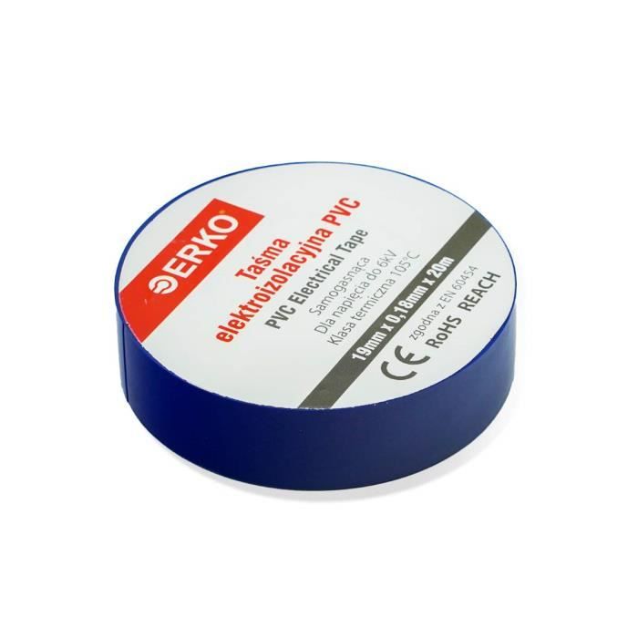 8 unités de ruban d'isolation électrique bleu 19 mm x 20 m, pour isoler ...