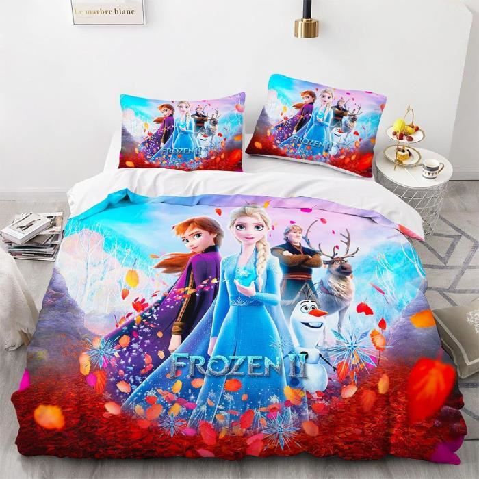 Parure De Lit La Reine Des Neiges Anna & Elsa Olaf Kristoff Avec Housse ...
