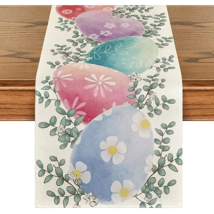 Chemin De Table De Pâques Trois Œufs De Pâques Eucalyptus, Décoration ...