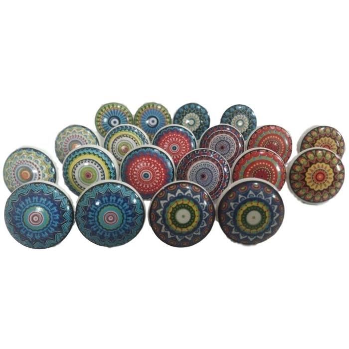 Knobsworld – Lot de 20 boutons colorés en céramique pour poignées d ... Knobsworld – Lot de 20 boutons colorés en céramique pour poignées d ...