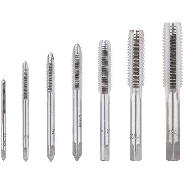 7 Pièces Jeu De Forets À Tarauder M3-M4-M5-M6-M8-M10-M12 Hss Taraud À ...