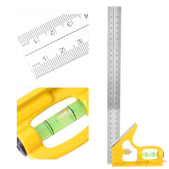 Équerre combinée Règle d'angle carré d'application large, règle d'angle ...