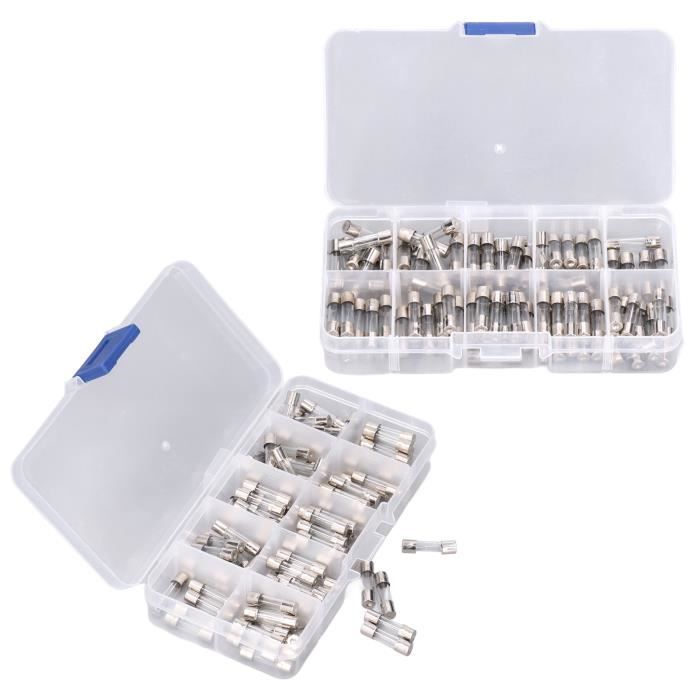LAN Kit De Fusibles 100 Pièces Tube De Fusible En Verre 0 ~ 250 V 0.2A ~ 20A 5X20Mm Kit D ...