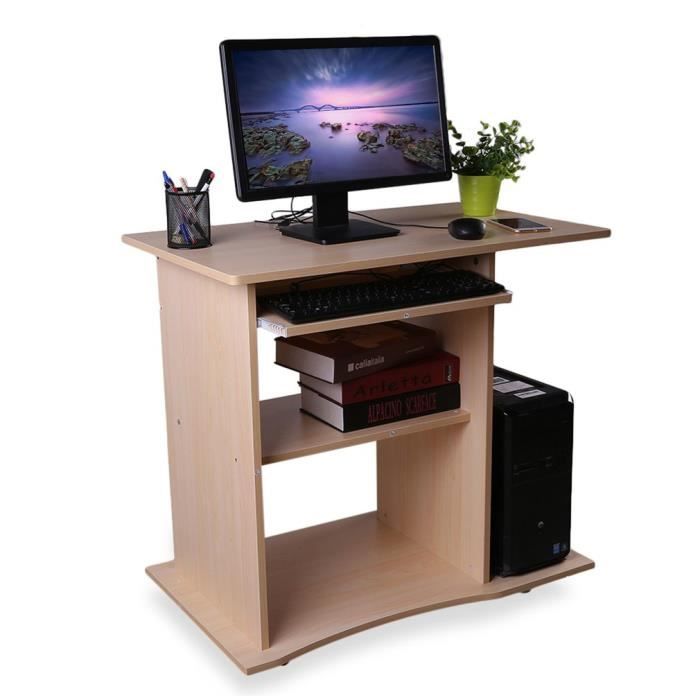 Table d'ordinateur PC travail portable pliant noir avec 4 roulettes ...