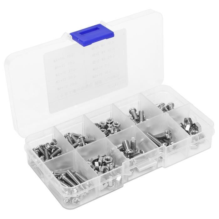 TMISHION Jeu d'écrou de vis croisées 200pcs écrous à vis cruciformes mis en acier inoxydable ...