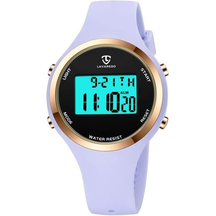 Montre Digitale Femme Avec Chronomètre, Eclairage, Alarme, Calendrier ...