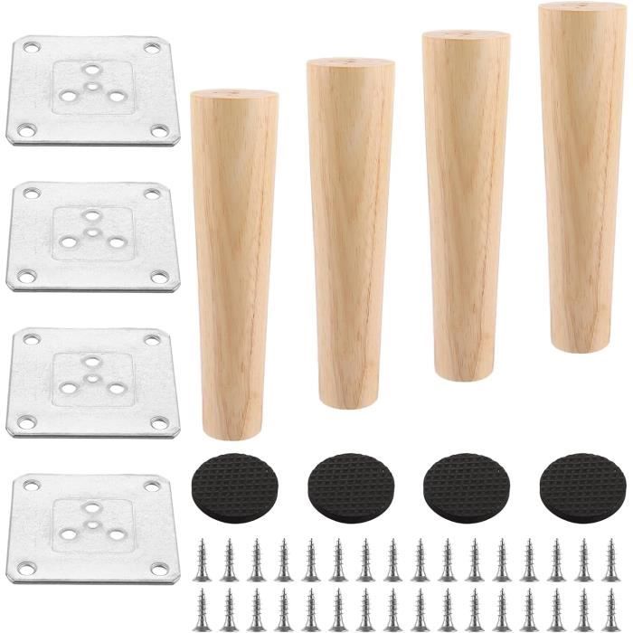 Lo De 4 Pied Meuble Bois 20Cm Pied De Meuble Bois Rond Pieds De Meuble ...