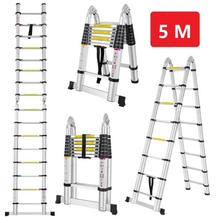 Échelle télescopique pliable multifonction en aluminium XMTECH - Charge ...
