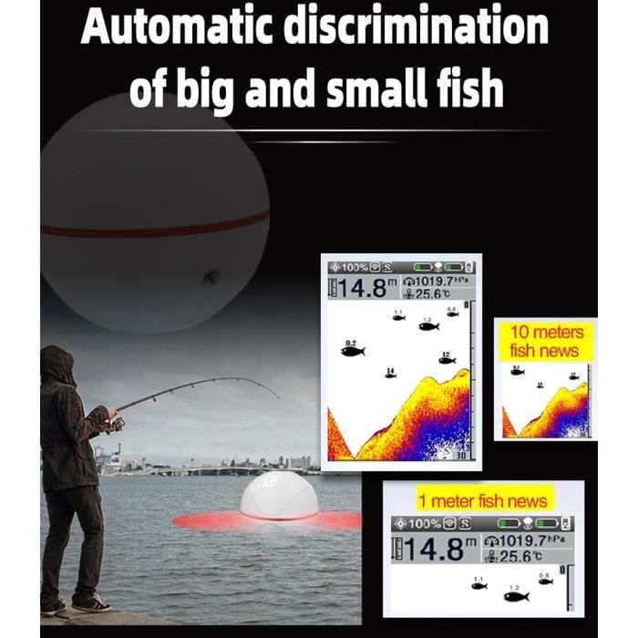Zerone Détecteur De Poisson Sans Fil Sonar Portable Rechargeable Détecteur De Profondeur