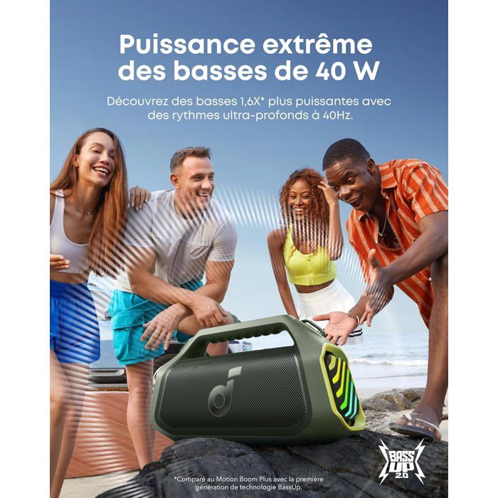 Enceinte Bluetooth Puissante Boom 2 Plus, 140W, Stéréo 2+2 Canaux ...