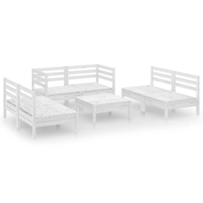 MVP® Mobilier de jardin 7 pcs - canapé + table - Blanc Bois de pin ...