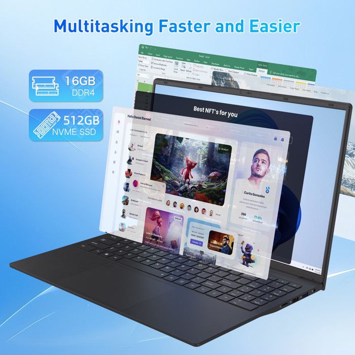 PC Portable -16",AMD Ryzen 5 3500U (4C/8T,Jusqu'à 3,7 GHz),16Go RAM ...