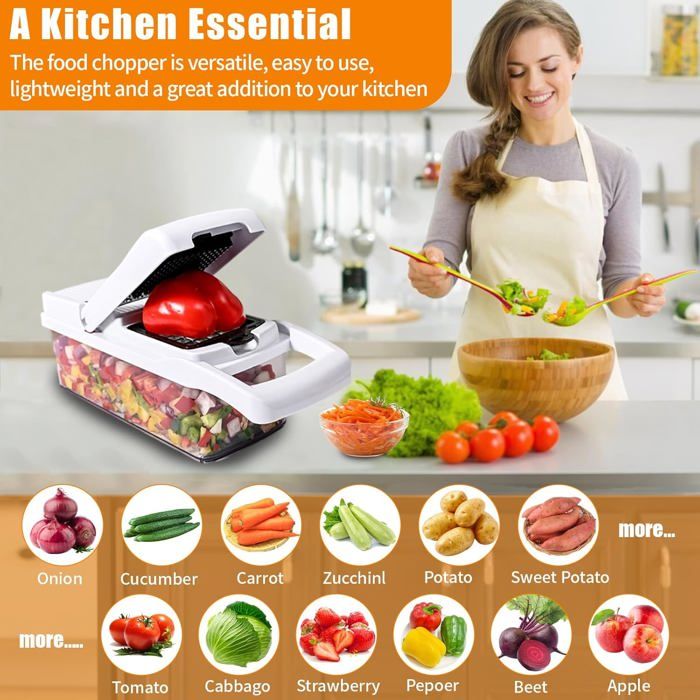 15 en 1 Coupe Oignons Cuisine Manuel Multifonctions, Decoupe Legumes ...