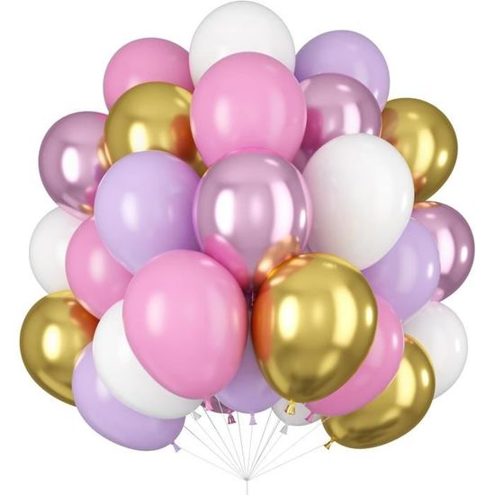 Ballons Violets, Roses, Blancs, Dorés, Violets, Métallisés, Violets ...