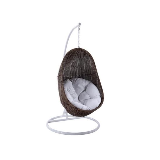 Fauteuil suspendu en rotin et coussin blanc - LOAÏ - Cdiscount Jardin