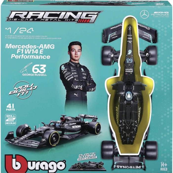 Modèle réduit F1 - BBURAGO - Mercedes AMG W14E - Kit à monter - Détails ...
