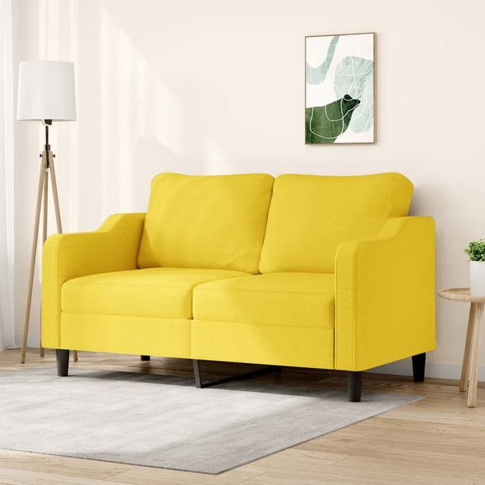 Jaune Canapé 2 places - KEETHE - Sofa adulte/enfant - Jaune clair 140 ...