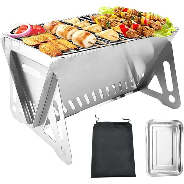 Mini Barbecue Charbon - ABIESSENCE - Portable - Acier Inoxydable ...