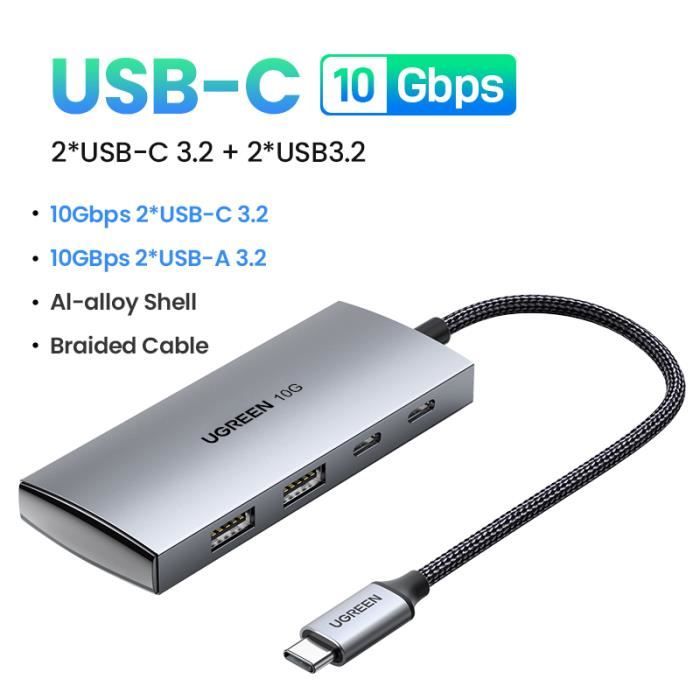 HUB 10 Gb-s de type C - Répartiteur Usb Type-c 3.2 Gen2, 10gbps, Usb C ...