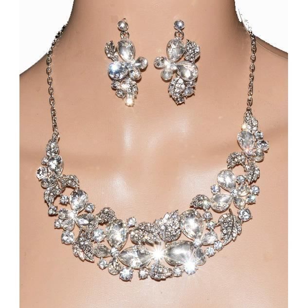 PARURE BIJOUX STRASS BIJOUX FANTAISIE SOIREE - Achat / Vente parure ...