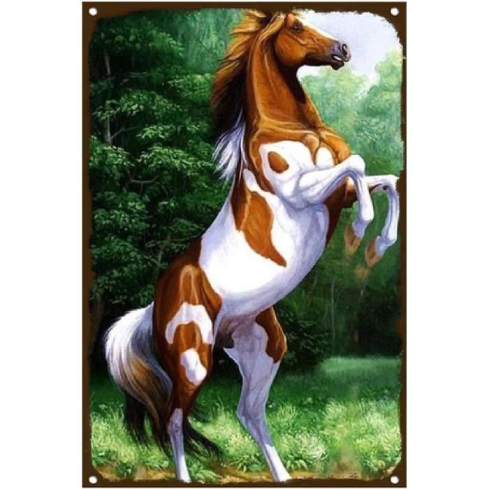 Poster Métallique Affiche,Cheval de Course,Peinture Art Décoratif ...