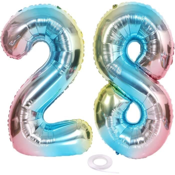 Ballon À Chiffres Xl Numéro 28 - Arc-En-Ciel - Décoration D ...