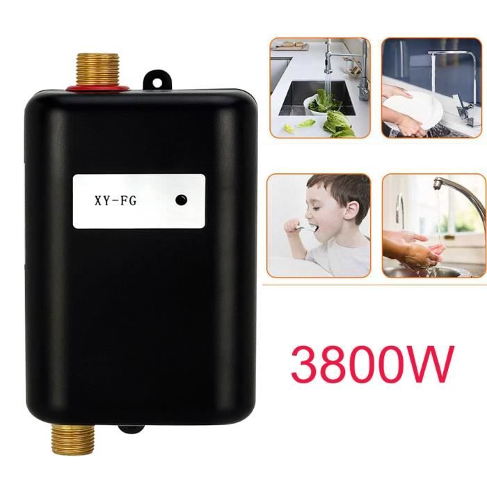 3800W Mini Chauffe-eau Instantané Électrique Sans Réservoir Noir - Température Réglable 220V ...