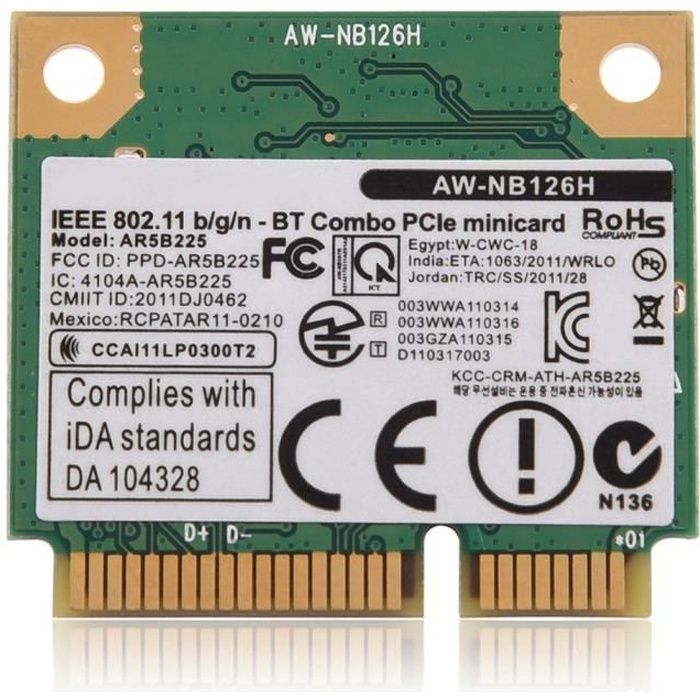 Carte Wifi PCIE, mini carte Bluetooth WIFI 2 en 1, carte sans fil 300 ...