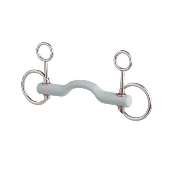 Filet pour cheval bridon avec passage de langue Beris - blanc/argenté ...