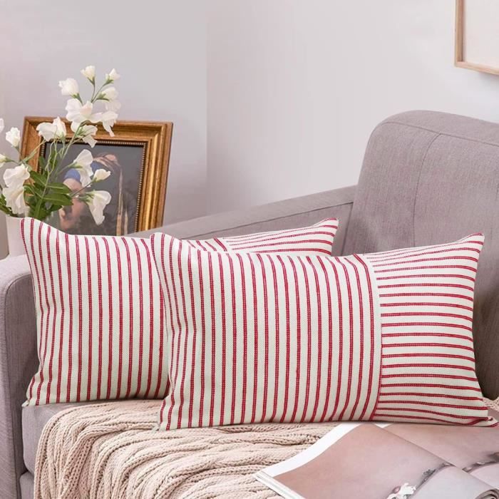 Lot De 2 Housse Coussin 30 X 50 Housse De Coussin Coton Lin Coussin ...