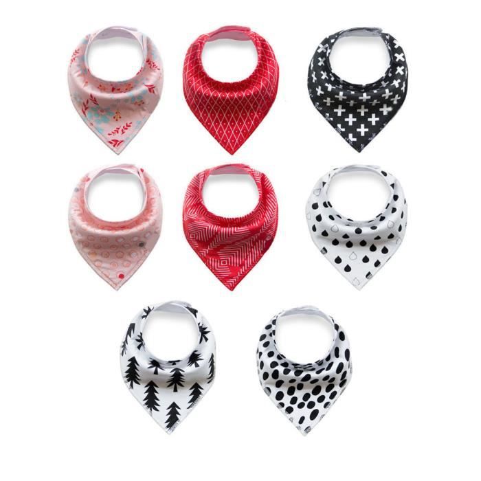 Bavoir bébé Souple Lot de 8 pcs Bandana Bavette en Coton Avec Boucle ...