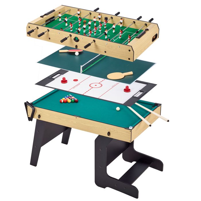 Table multi jeux pliable 4 en 1 ados - Baby-foot - Billard - Ping Pong ...