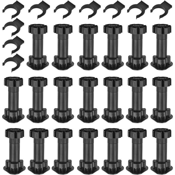Pied de Meuble 20Pcs Pied de Socle 100-125mm Pied Réglable Pied pour Meuble Régleur de Hauteur ...