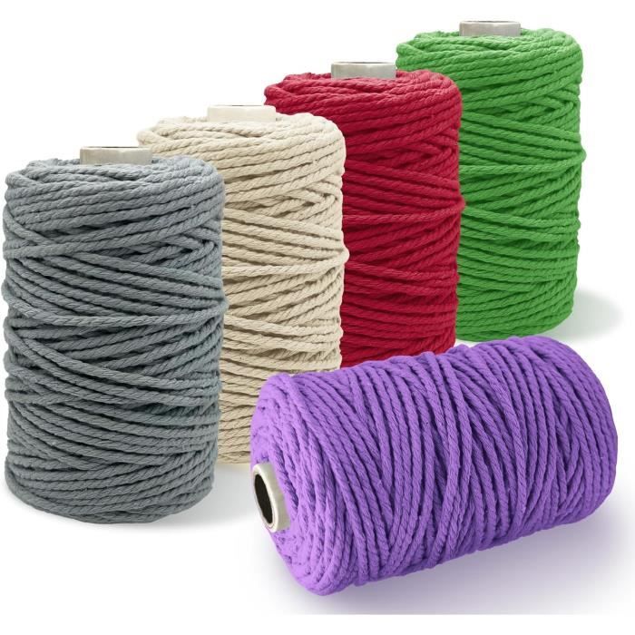Fil Macrame 3 mm. Lot de 5 cordons en macramé 100% coton – Fils en ...
