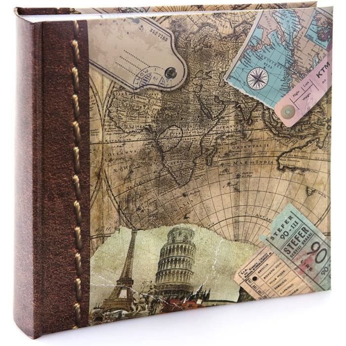 Kenro série Holiday HOL118 Album photo format Mémo, motif Ancienne carte du monde, capacité ...