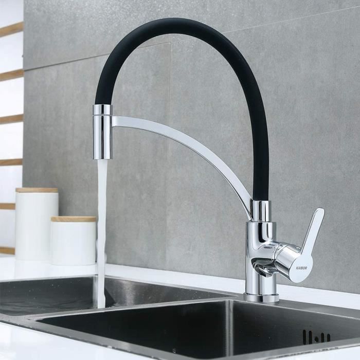 KAIBOR Robinet de Cuisine Noir Rotatif à 360°, Robinet Mitigeur ...