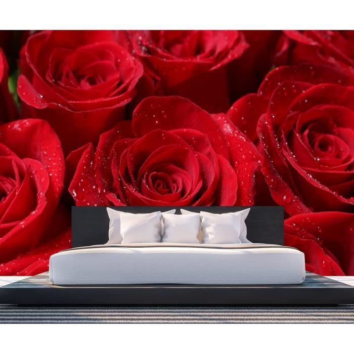 Papier Peint Panoramique Roses Rouges Papier Peint 3D Intissé ...