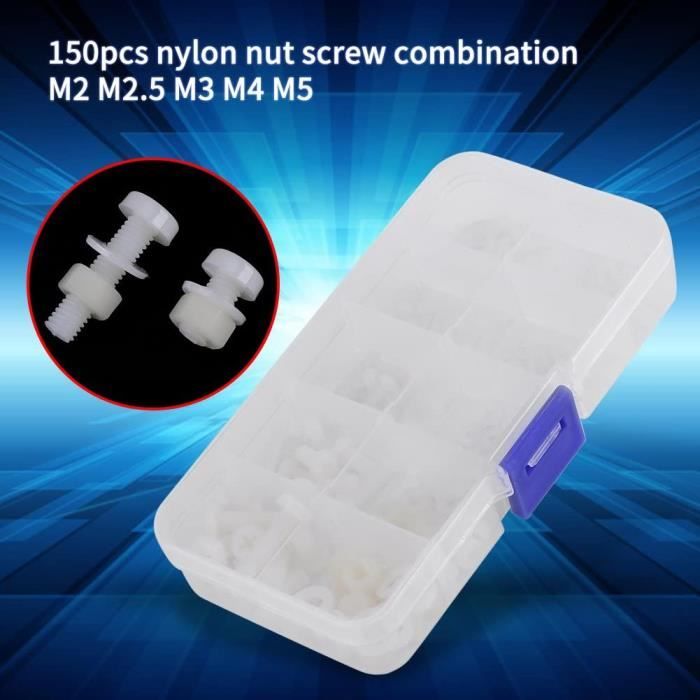 Écrou de Boulon à visLourd 150 pièces M2 M2.5 M3 M4 M5 vis boulons ...