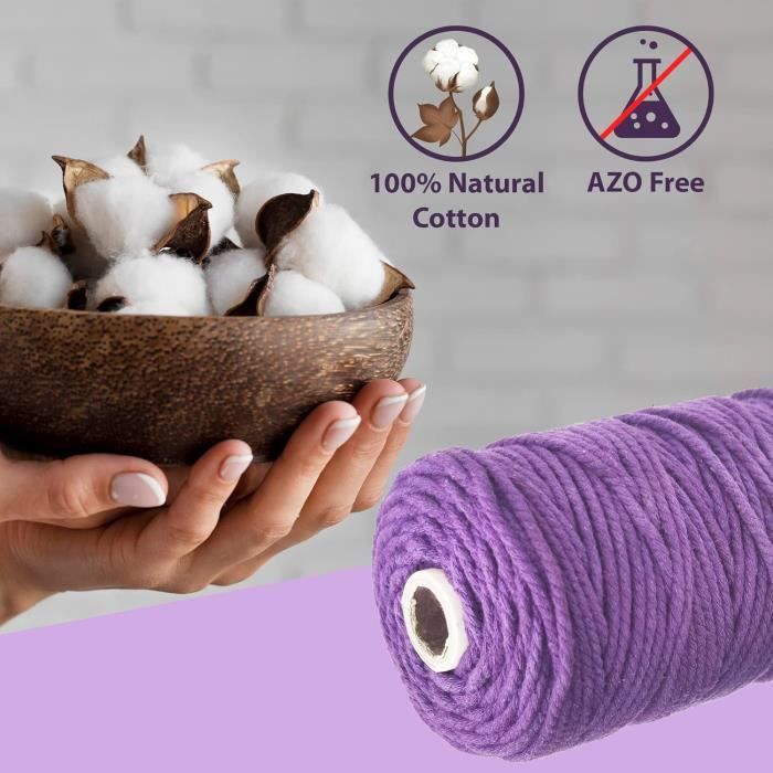 Fil Macrame 3 mm. Lot de 5 cordons en macramé 100% coton – Fils en ...
