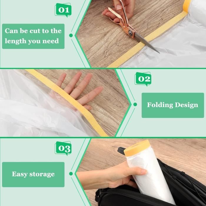 4 Rouleaux De Film De Masquage 150cm X 30m Bache De Protection Peinture 4-rouleaux-de-film-de-masquage-150cm-x-30m-bache-de-protection-peinture