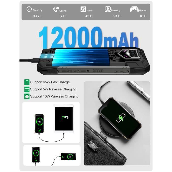 Téléphone portable - DOOGEE - S89 Pro - Incassable - 12000mAh - 8Go ...