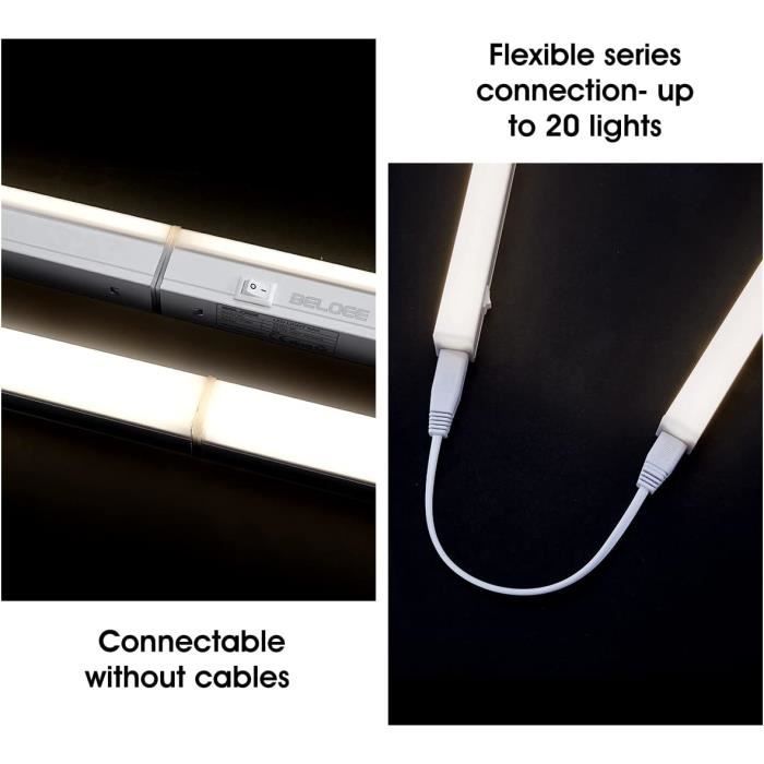 4X Réglette Led 58Cm, Connectable Lampe De Placard, 4000K Néon Tube Led ...