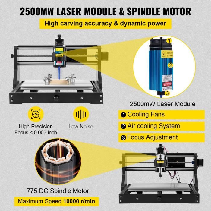 Graveur Laser - VEVOR - CNC 3018 Pro - 2500mW - Machine de Gravure ...