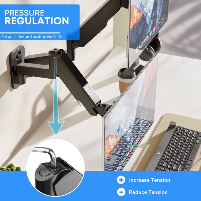 Support Mural 2 Moniteur pour PC et TV – Écrans de 17 à 32" - Bras ...