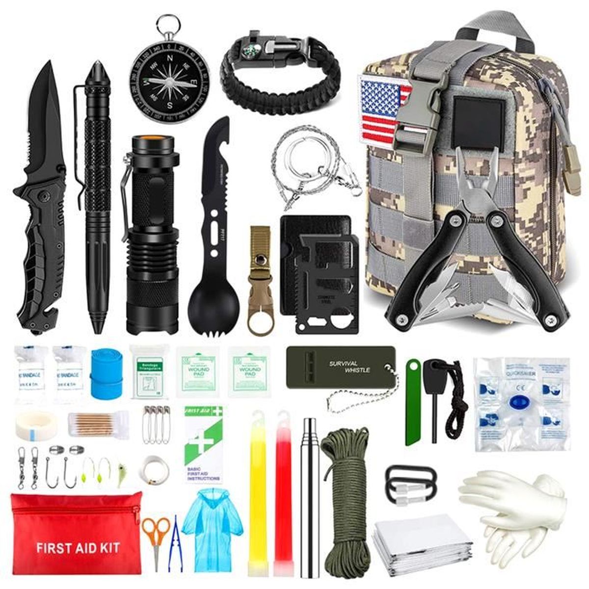 Survival Kit 33 en 1 Kits de survie d'urgence en plein air outil ...