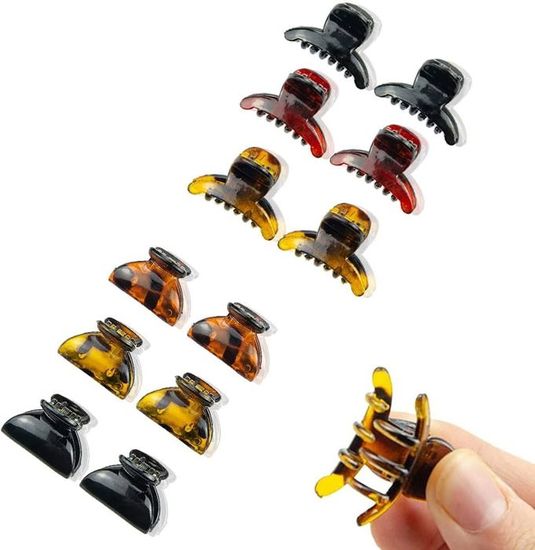 Pince Cheveux Femme, 12 Mini Pinces Crabe,Pinces à Cheveux à Double ...