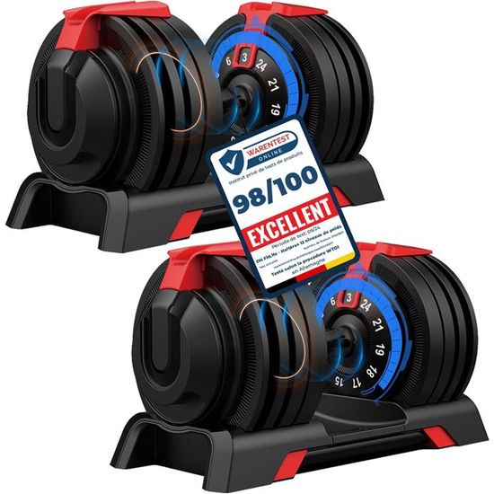 DH FitLife 24kg/18KG Haltères Réglables 12 Niveaux de Poids, Ensemble d ...